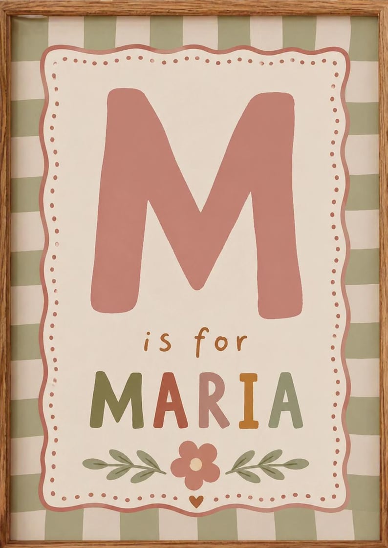 Custom Name Letter Wall Art, Boho Nursery Alphabet (4x6, 5x7, 8x10 ...