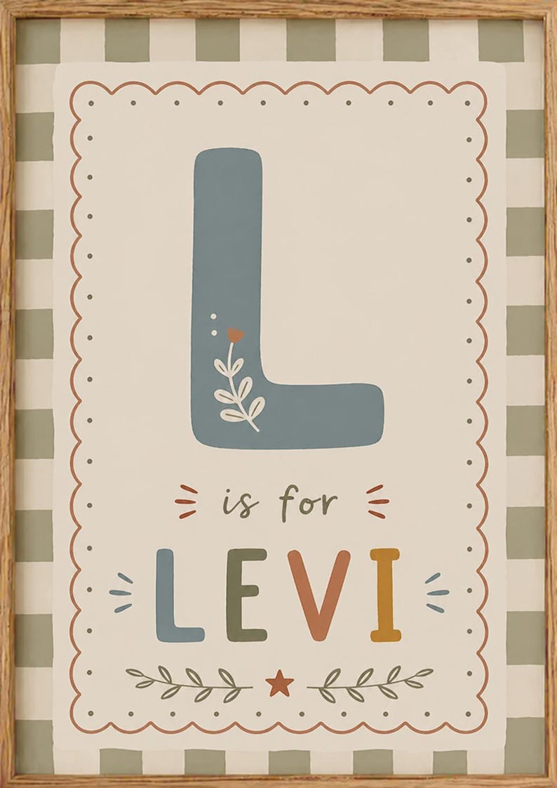 Custom Name Letter Wall Art, Boho Nursery Alphabet (4x6, 5x7, 8x10 ...