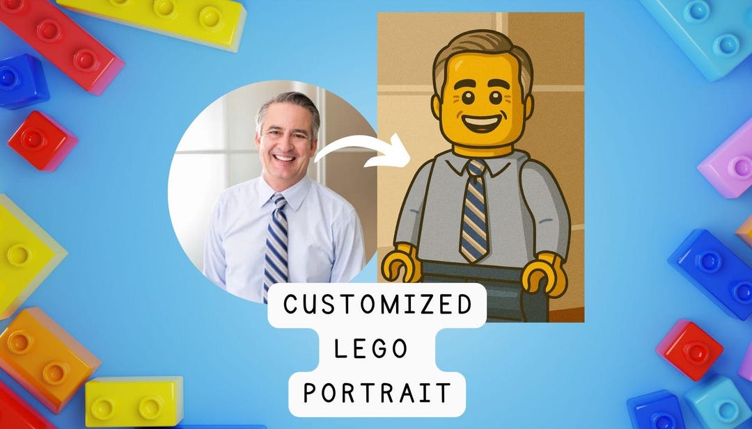 Custom LEGO Portrait, Personalized Cartoon Mini Figure Illustration ...