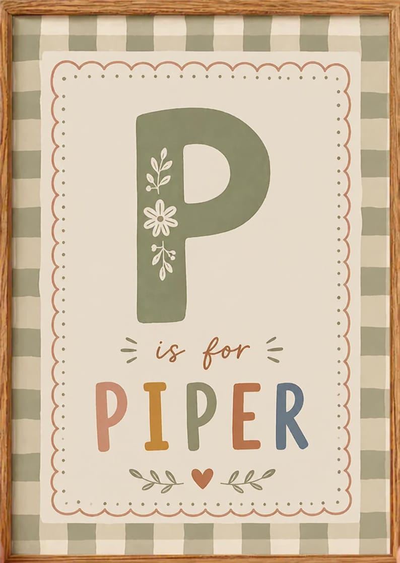 Custom Name Letter Wall Art, Boho Nursery Alphabet (4x6, 5x7, 8x10 ...