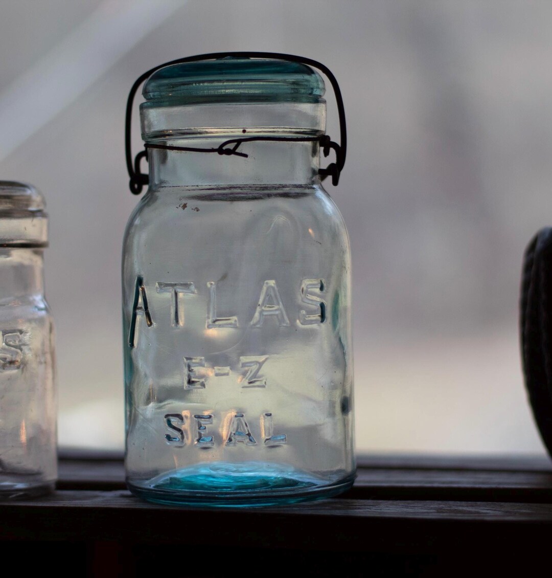 Rare Aqua Blue “atlas E-Z Seal” Mason Jar (lock System Works) - Etsy