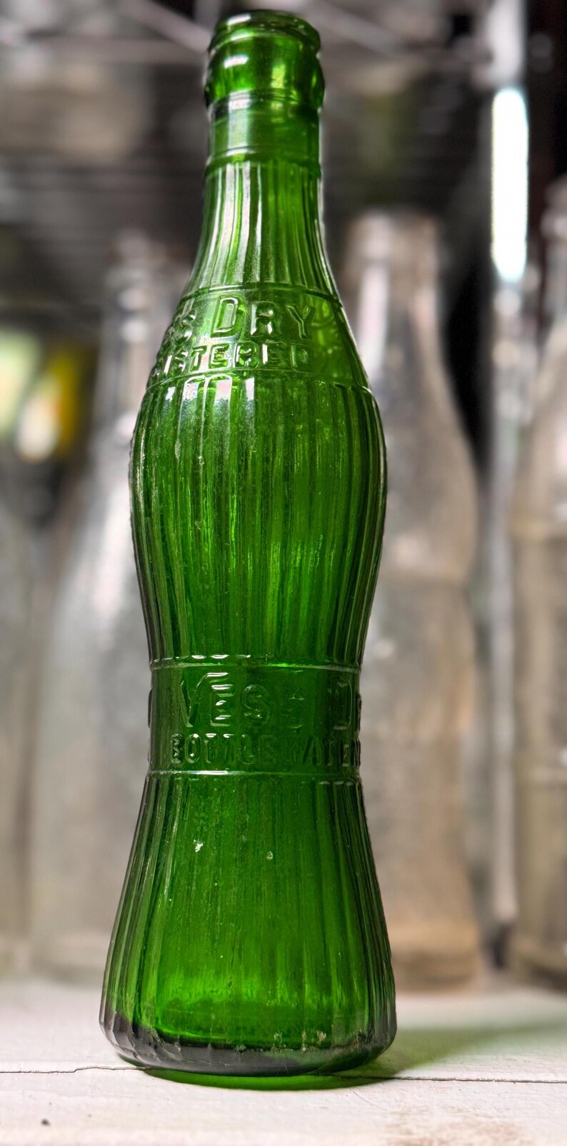 Vintage 1927 “VESS DRY” Green Embossed “waist” Soda Bottle (rare) - Etsy