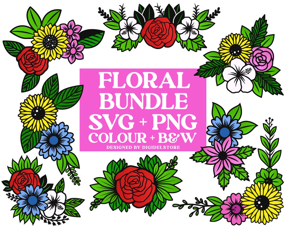 Paquete SVG floral, Boda SVG, Ramo SVG png, Descarga digital - Etsy España