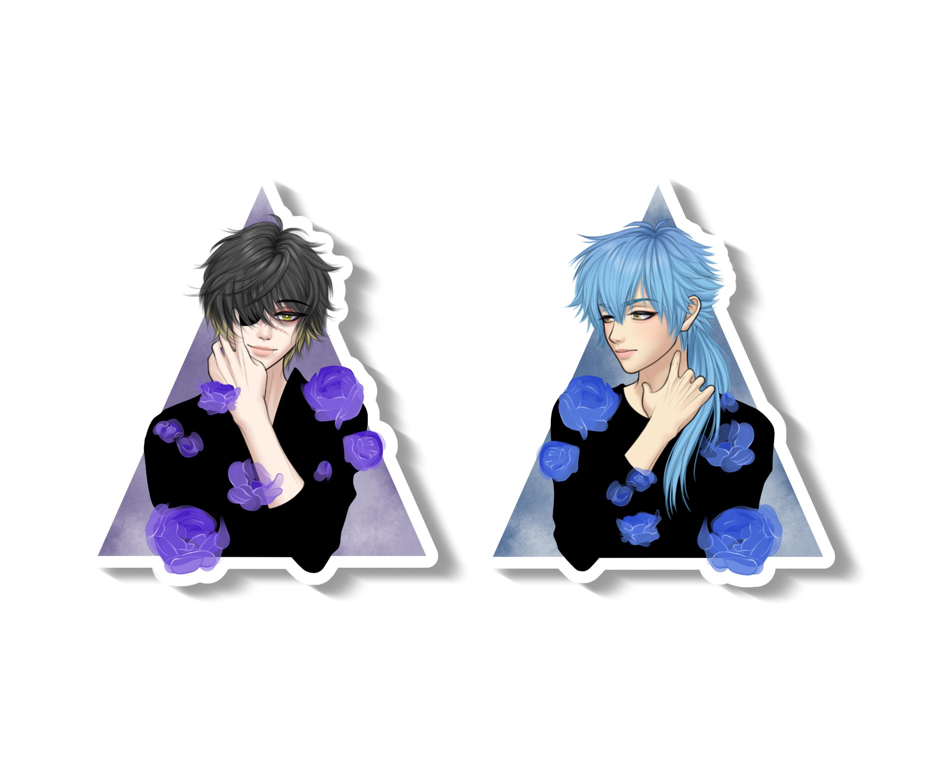 Aoba & Towa Stickers Nitro Chiral Slow Damage Dramatical Murder Fan Art ...