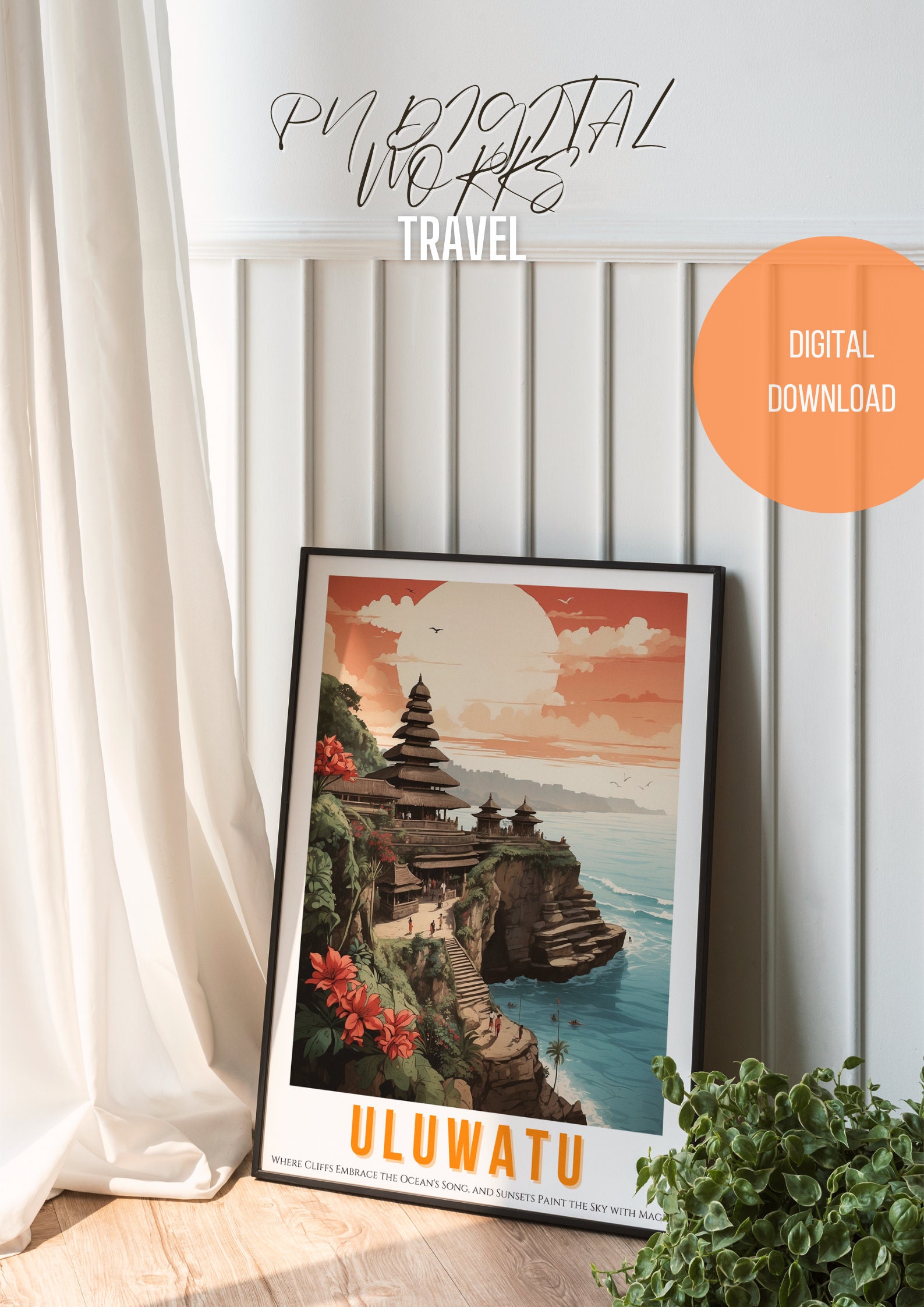 Uluwatu Travel Poster Printable Wall Art Digital Download Poster ...