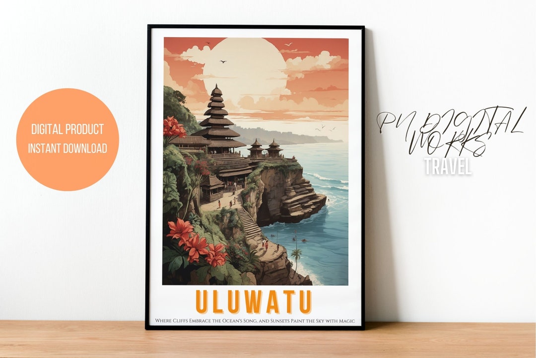 Uluwatu Travel Poster Printable Wall Art Digital Download Poster ...