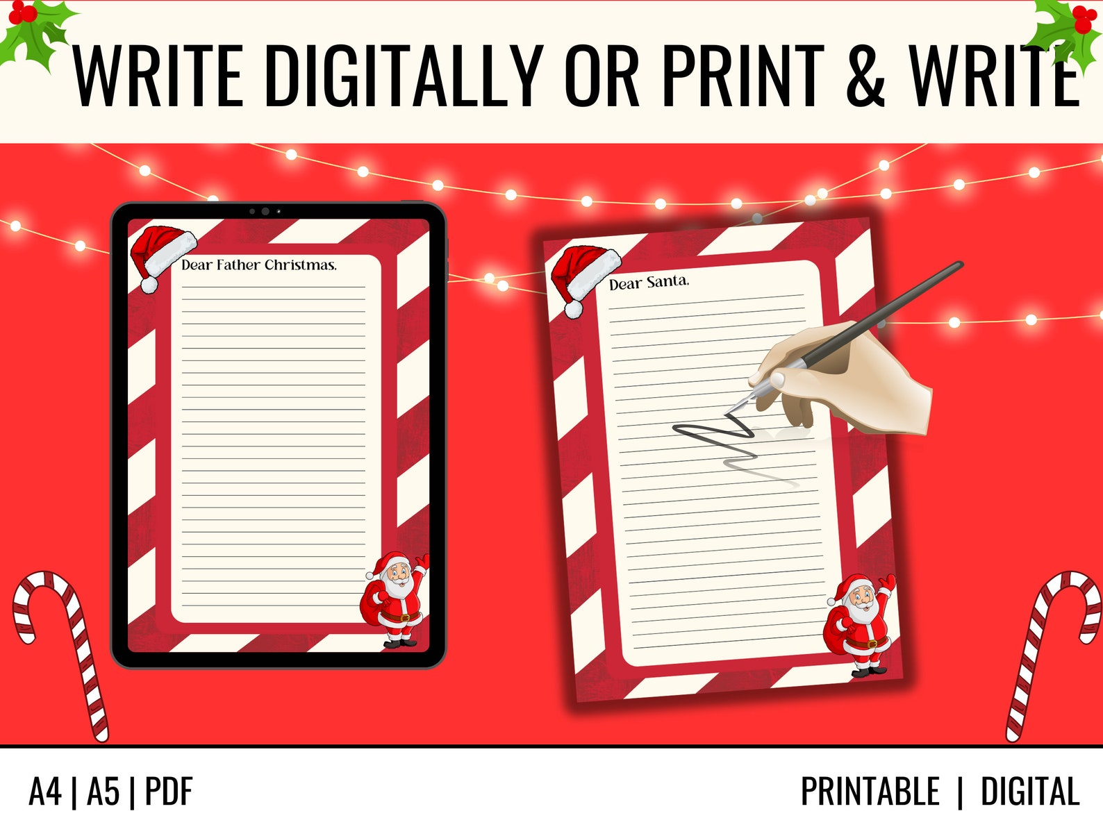 Printable Letter to Santa, Dear Santa Letter Template, Dear Father ...