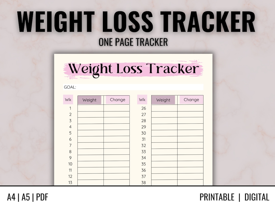 Editable Weekly Weight Tracker Weight Log Weight Loss Chart Weight Loss ...