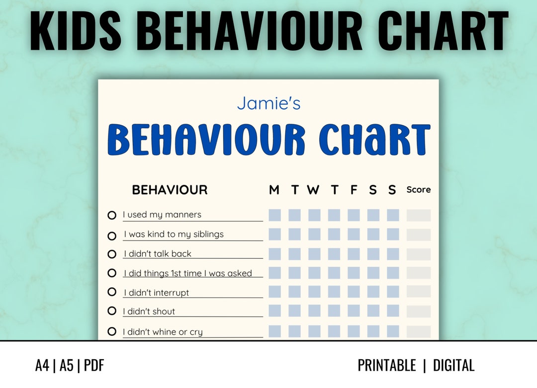 Behaviour Chart for Kids Printable, Editable Good Behaviour Tracking ...