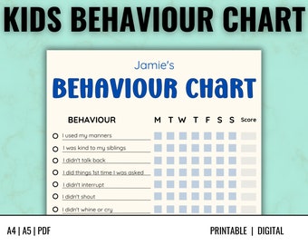 Behaviour Chart for Kids Printable, Editable Good Behaviour Tracking ...