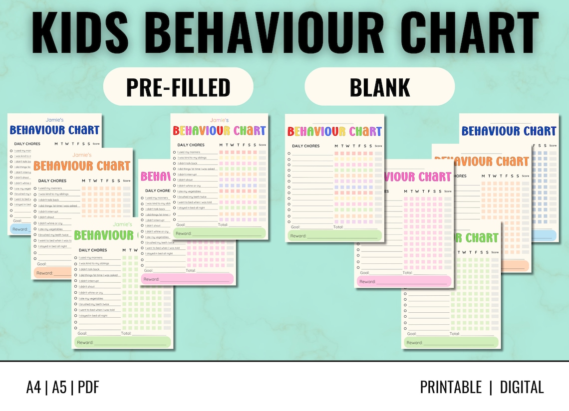 Behaviour Chart for Kids | Printable, Editable | Good Behaviour ...