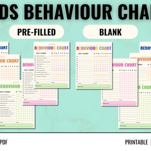 Behaviour Chart for Kids | Printable, Editable | Good Behaviour ...