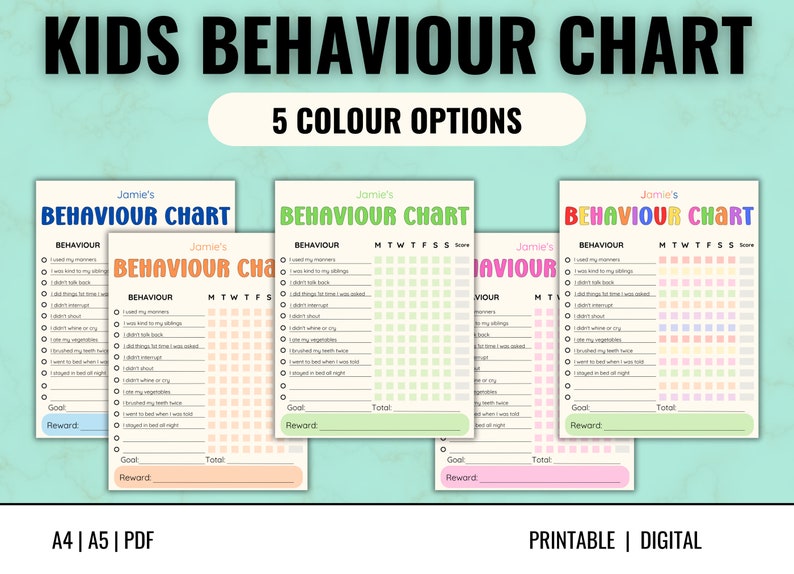 Behaviour Chart for Kids | Printable, Editable | Good Behaviour ...