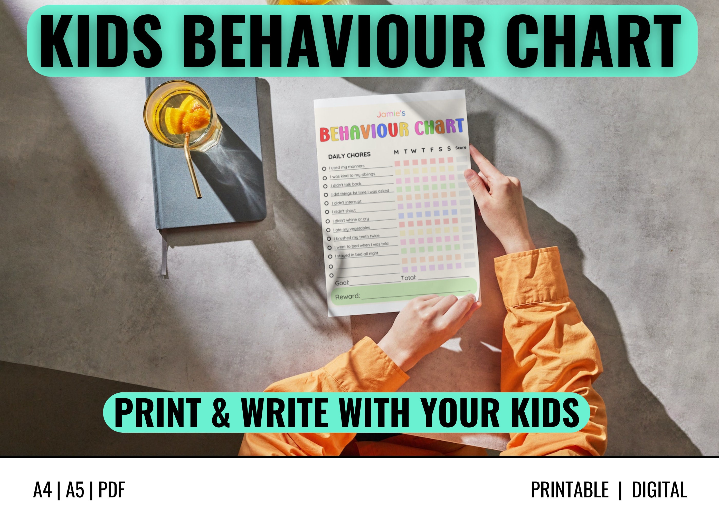 Behaviour Chart for Kids | Printable, Editable | Good Behaviour ...