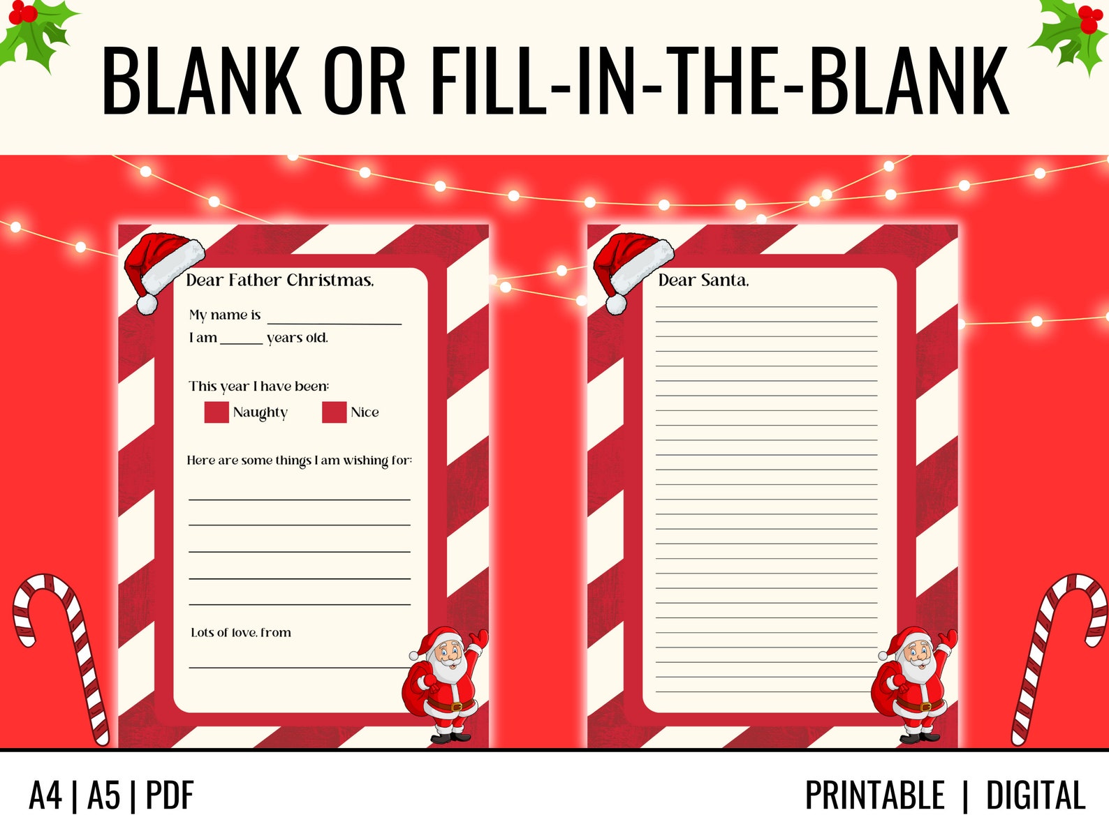 Printable Letter to Santa, Dear Santa Letter Template, Dear Father ...