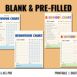Behaviour Chart for Kids Printable, Editable Good Behaviour Tracking ...