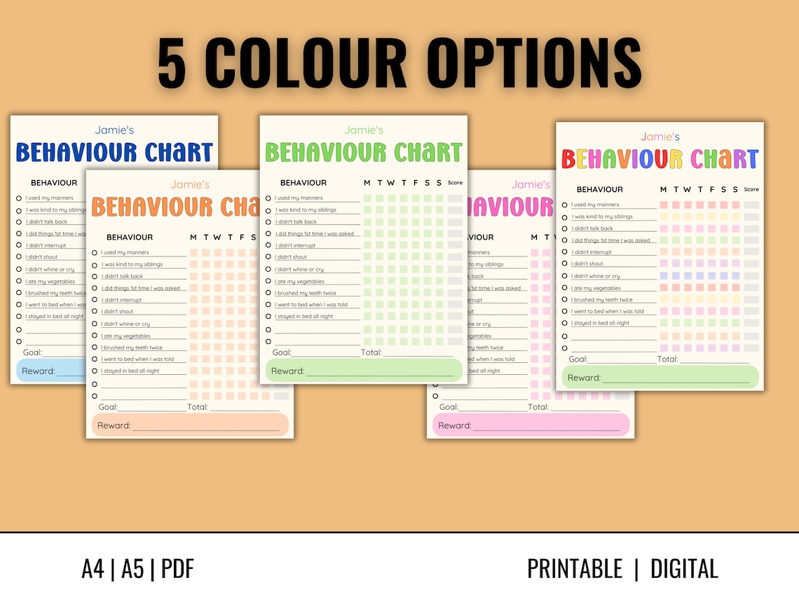 Behaviour Chart for Kids Printable Editable Good - Etsy