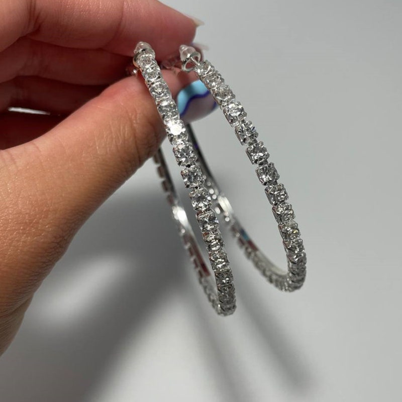 Rhinestone Hoops - Etsy