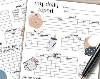 My Daily Report Daycare Printable Baby & Toddler Daily Log Infant ...