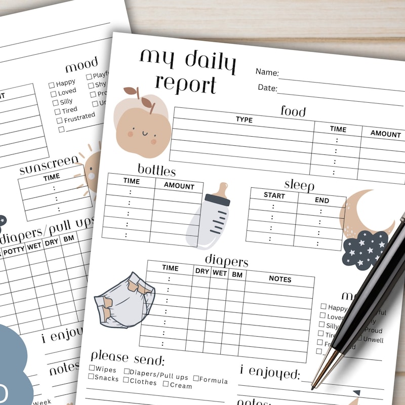 Toddler Daily Report - Etsy