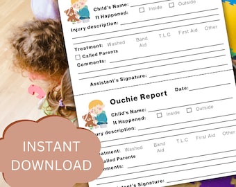 Daycare Ouch Report Preschool Accident Form Daycare Worksheets ...