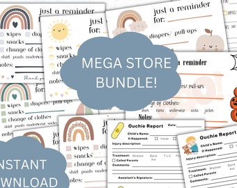 Daycare Printable Daycare Note Home Cute Boho Rainbow Digital Daycare ...