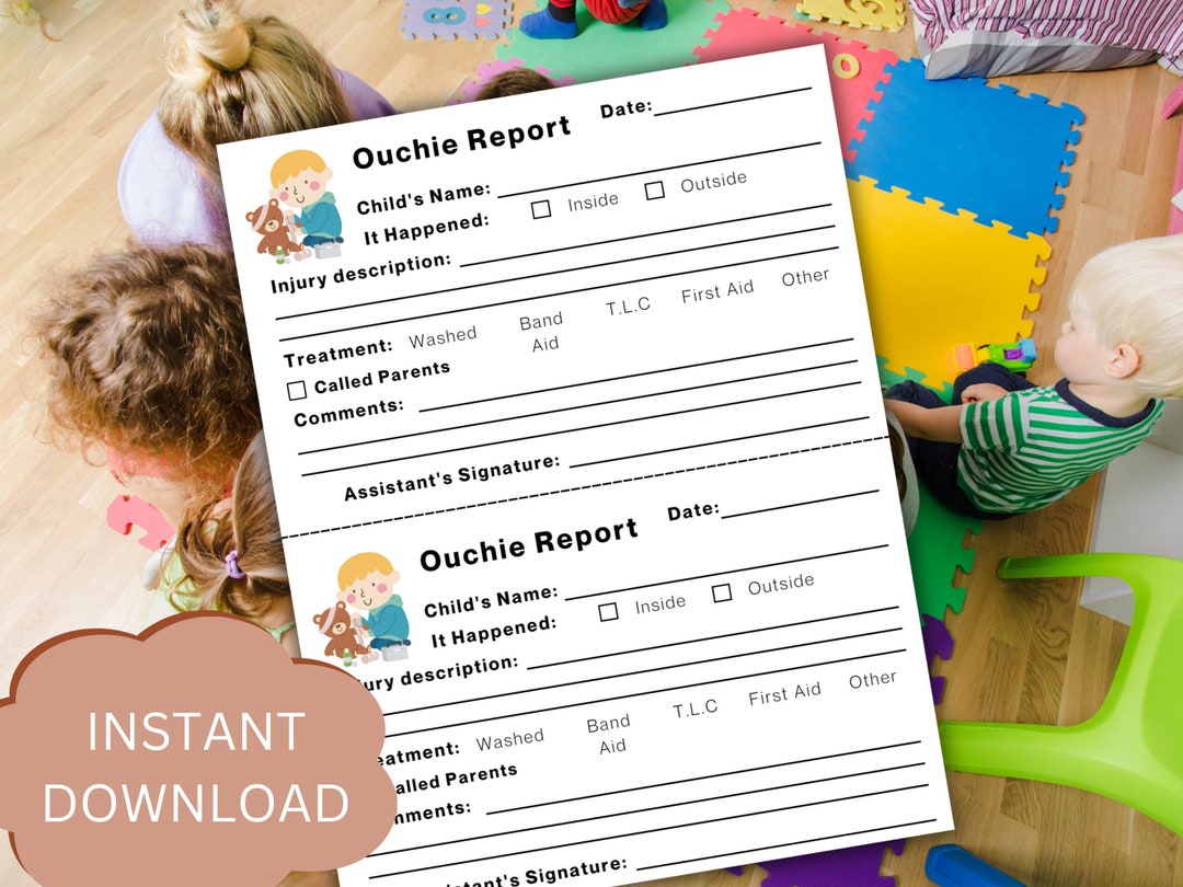 Daycare Ouch Report Preschool Accident Form Daycare Worksheets ...
