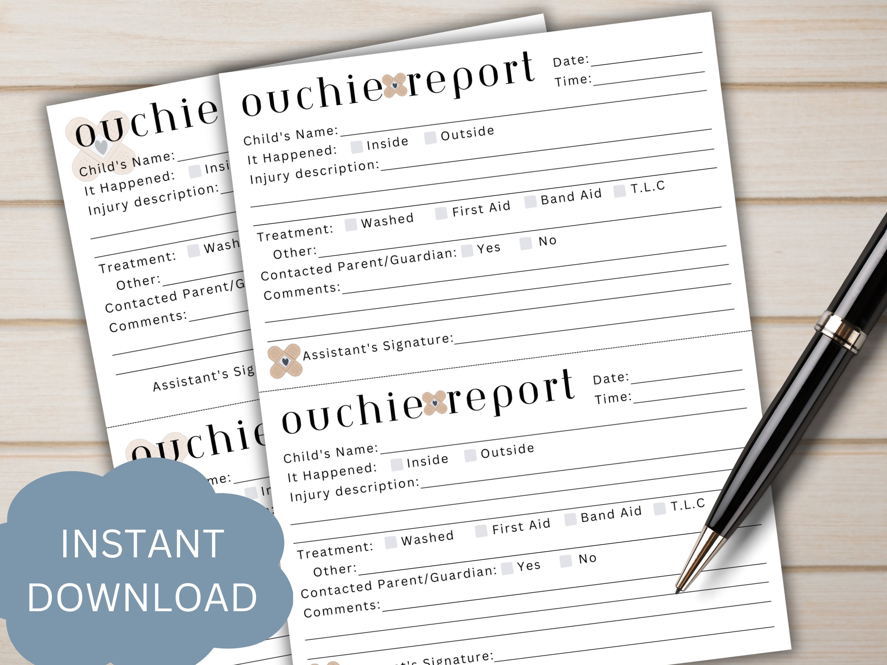 Daycare Ouch Report Preschool Accident Form Daycare Worksheets ...