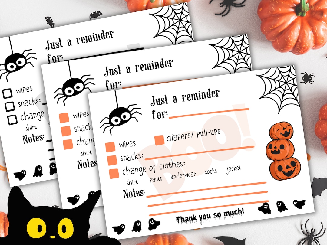 Daycare Printable Halloween Daycare Note Home Halloween Digital Daycare ...