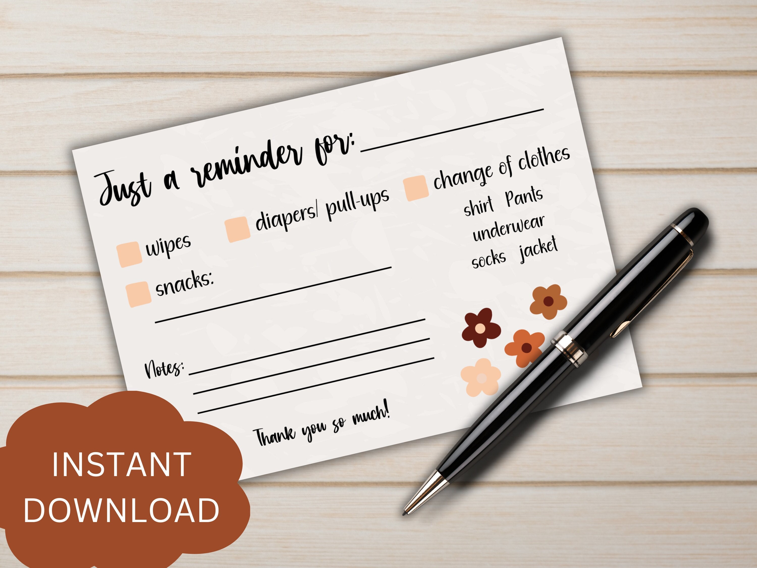 Daycare Note Home Daycare Printable Cute Flower Digital Daycare Teacher ...