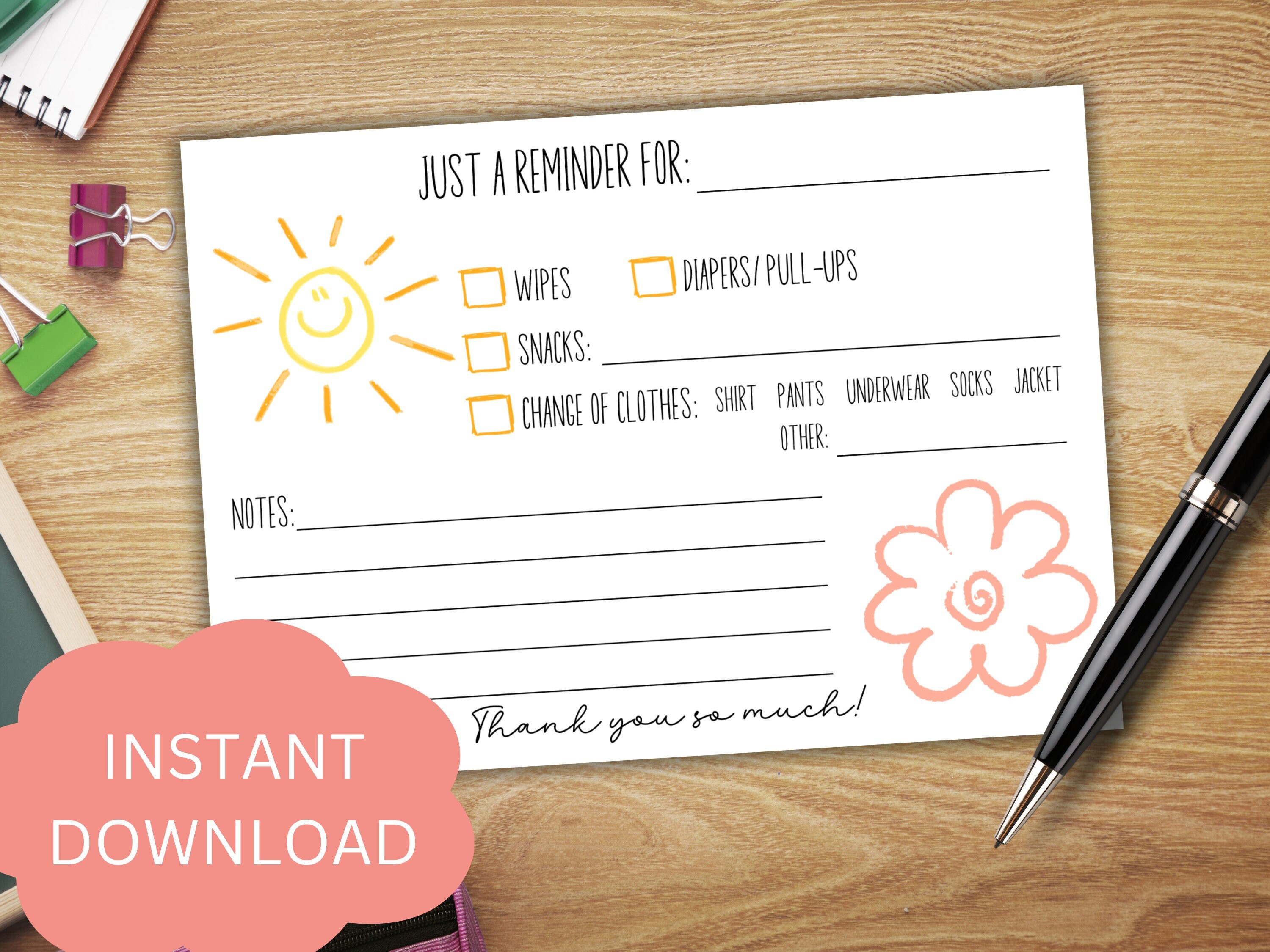 Daycare Printable Daycare Note Home Cute Boho Rainbow Digital - Etsy