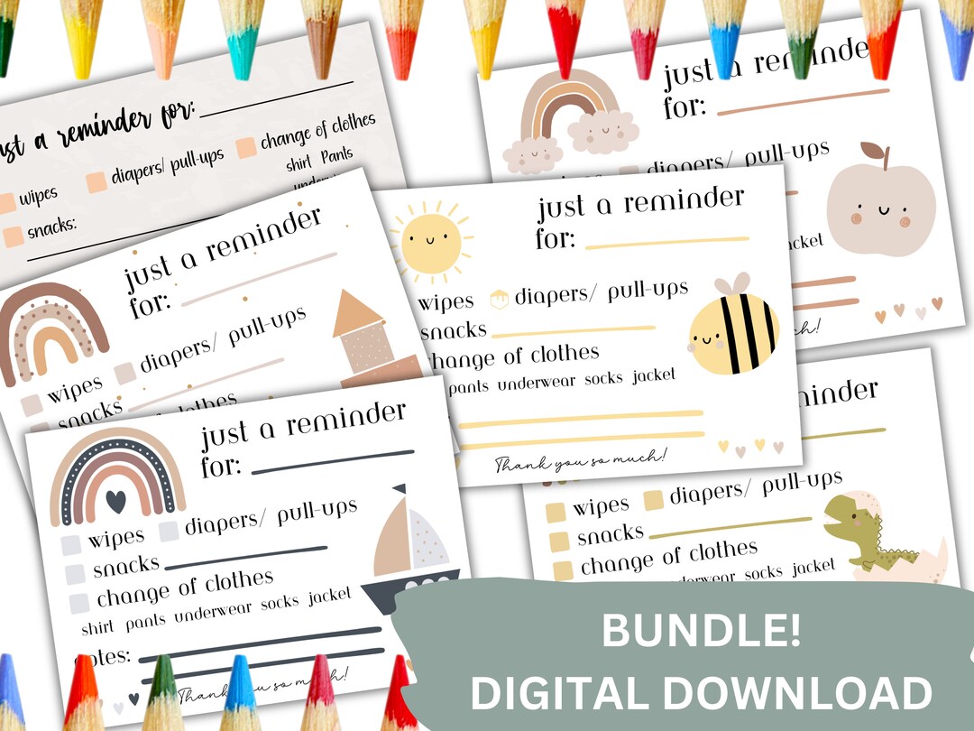 Daycare Printable Bundle Daycare Note Home Boho Digital Daycare Teacher ...