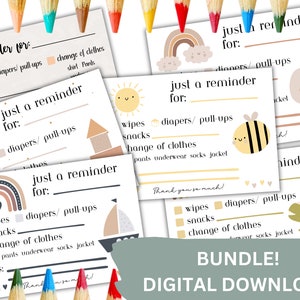 Daycare Printable Bundle Daycare Note Home Boho Digital Daycare Teacher ...