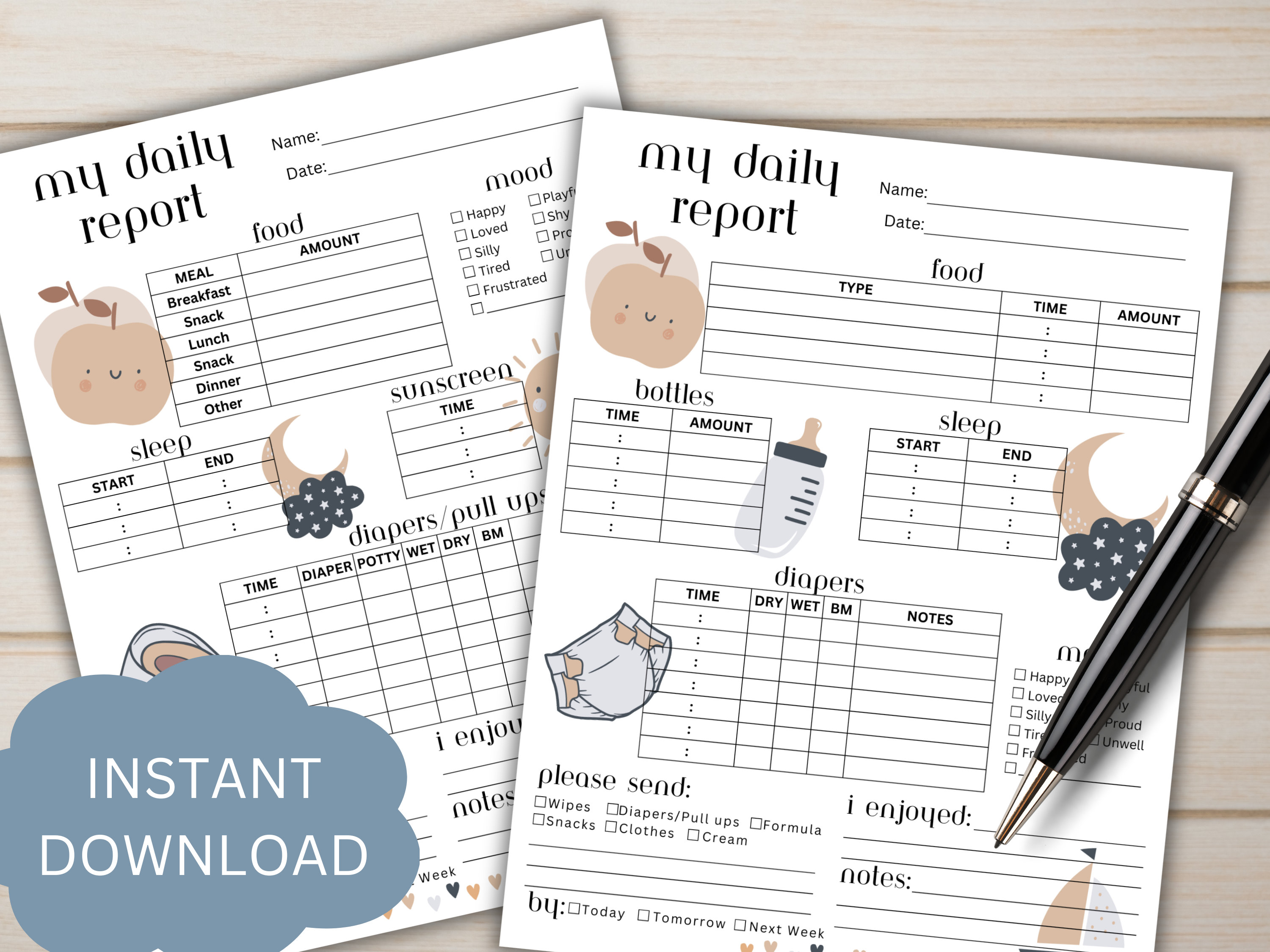 Daycare Enrollment Printable Bundle Daycare Note Home Daycare Digital ...