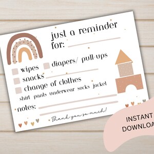 Daycare Note Home Daycare Printable Cute Boho Rainbow Digital - Etsy