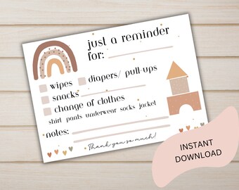 Daycare Printable Bundle Daycare Note Home Boho Digital Daycare Teacher ...