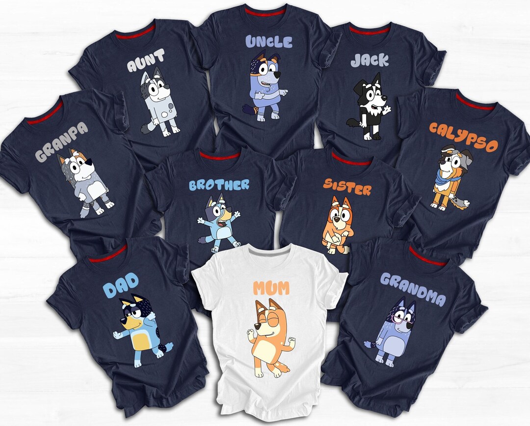 Bluey Family Shirt Personalised Bluey T-shirts Bluey Family - Etsy