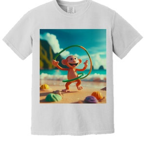 Very Cute Monkey With a Hula Hoop on a Beach Shirt Monkey Gift Beach ...