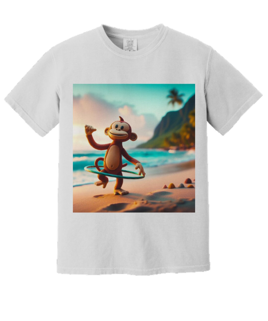 An Adorable Monkey With a Hula Hoop on the Beach Shirt Monkey Gift ...