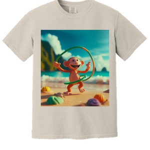 Very Cute Monkey With a Hula Hoop on a Beach Shirt Monkey Gift Beach ...