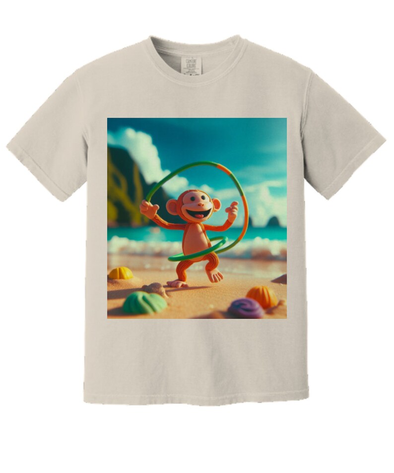 Very Cute Monkey With a Hula Hoop on a Beach Shirt Monkey Gift Beach ...