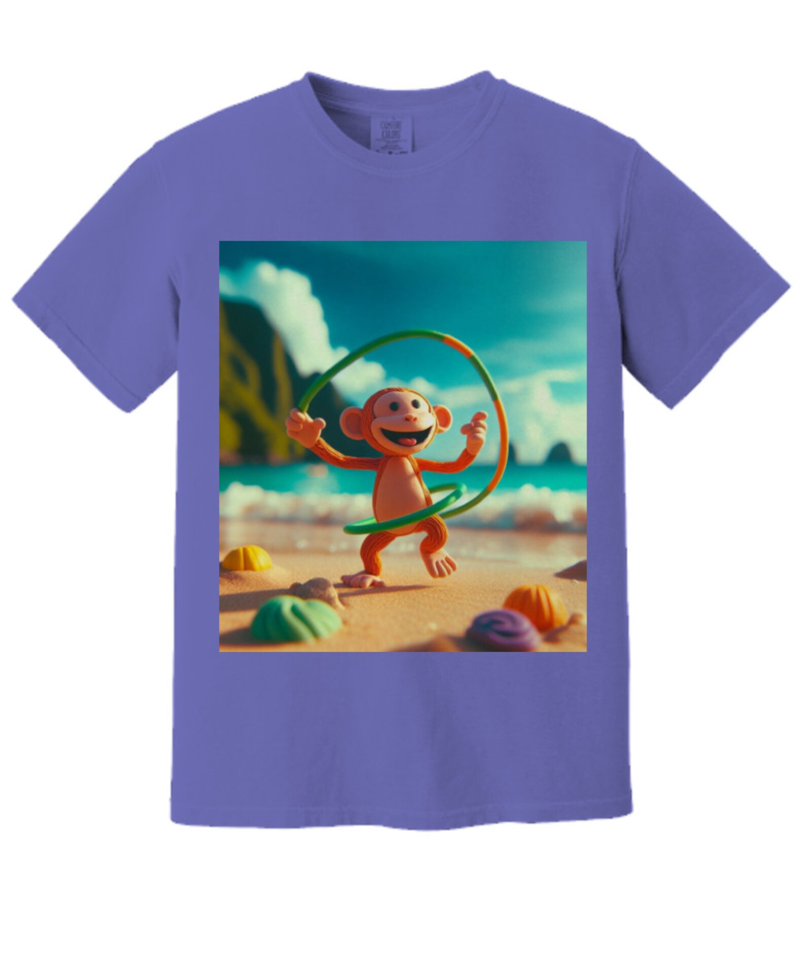 Very Cute Monkey With a Hula Hoop on a Beach Shirt Monkey Gift Beach ...