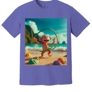 Very Cute Monkey With a Hula Hoop on a Beach Shirt Monkey Gift Beach ...