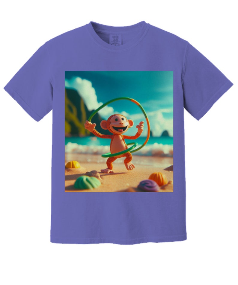 Very Cute Monkey With a Hula Hoop on a Beach Shirt Monkey Gift Beach ...