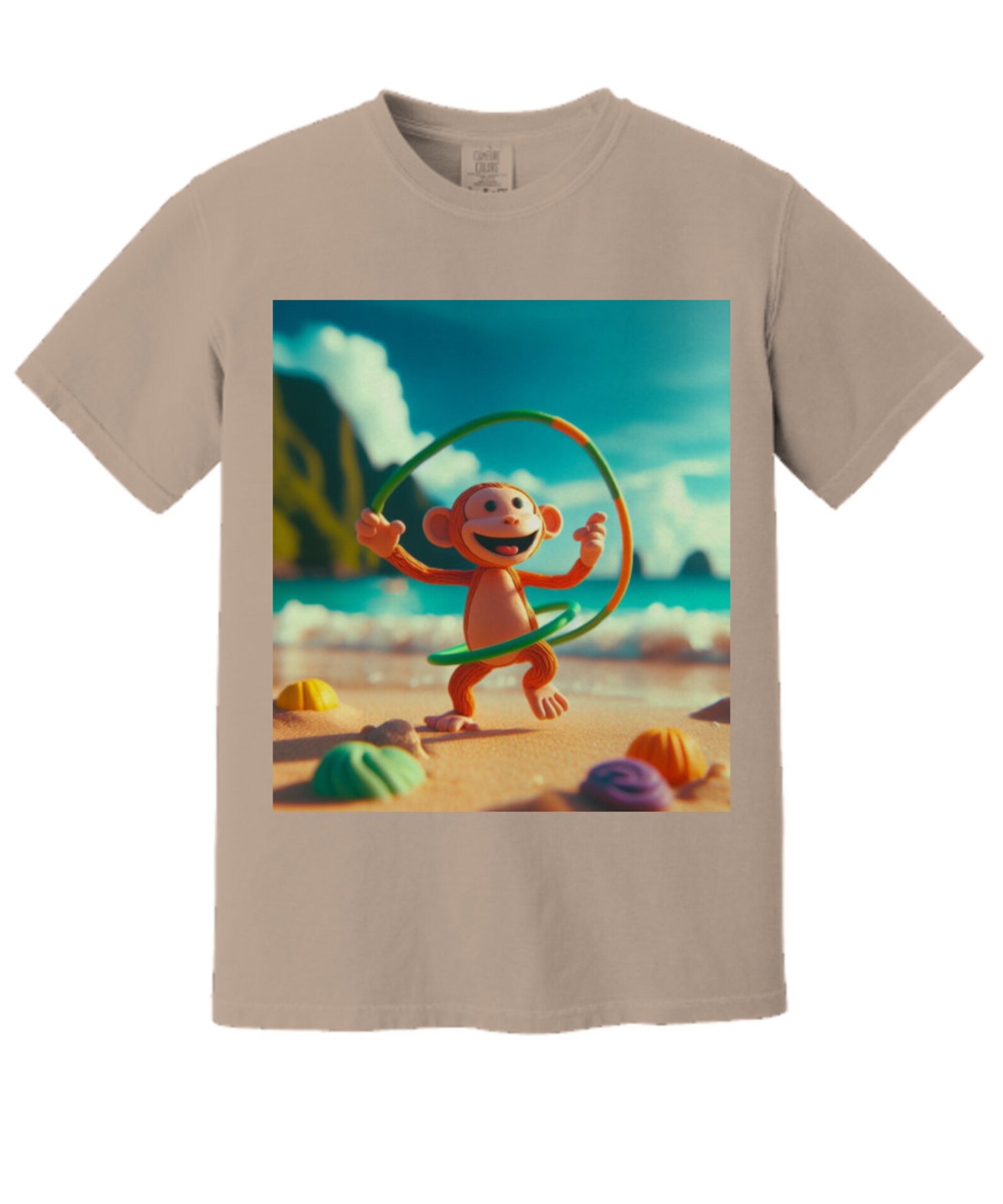 Very Cute Monkey With a Hula Hoop on a Beach Shirt Monkey Gift Beach ...