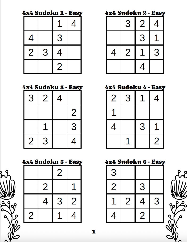 Variantes de Sudoku | Sudokus 4x4, 6x6, 9x9: fácil, medio, difícil ...