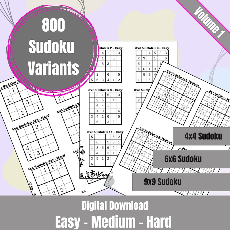 Buy Sudoku Variants | 4x4, 6x6, 9x9 Sudokus - Easy, Medium, Hard | 600 ...