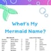 Whats My Mermaid Name? Mermaid Theme Name Generator Game Instant ...
