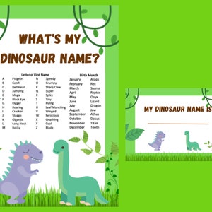 Whats My Dinosaur Name? Dinosaur Theme Party Name Generator Dinosaur ...
