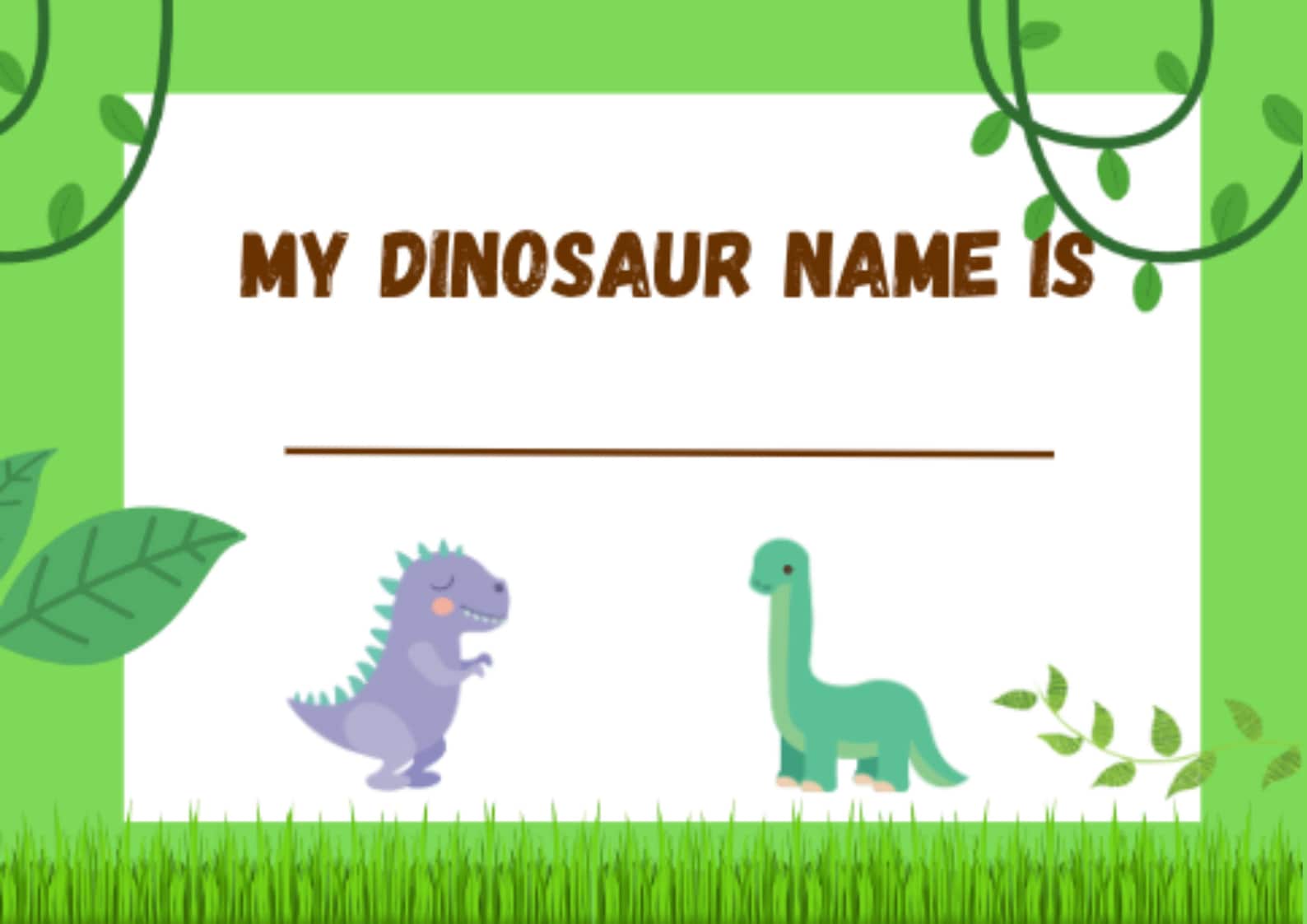 Whats My Dinosaur Name? Dinosaur Theme Party Name Generator Dinosaur ...